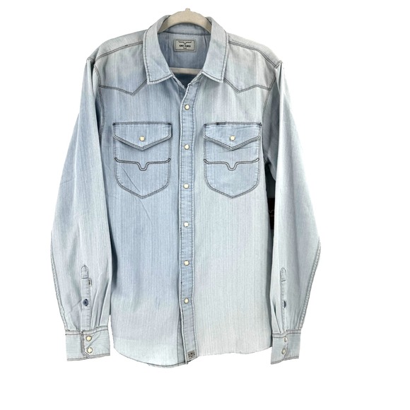 Kimes Ranch | Shirts | Kimes Ranch Chambray Denim Pearl Snap Shirt Mens ...